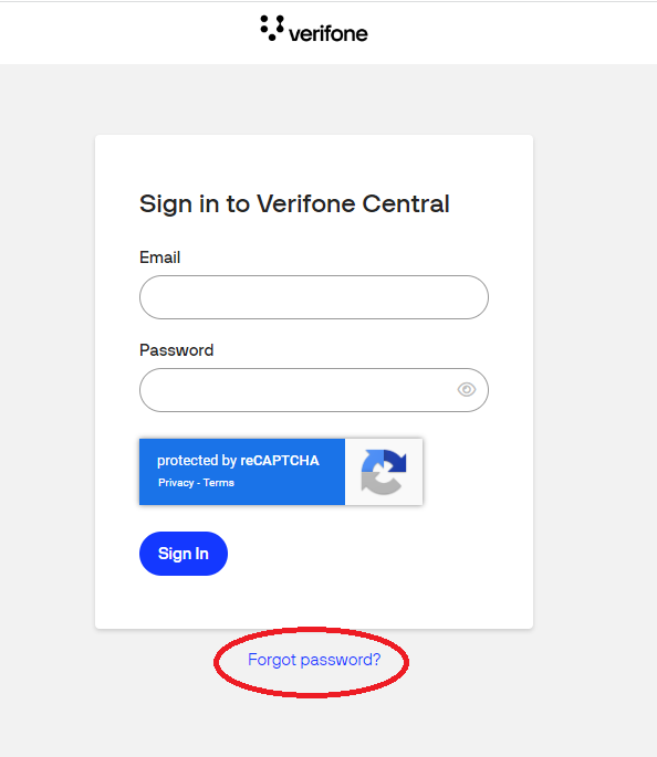 Resetting your Verifone Central password